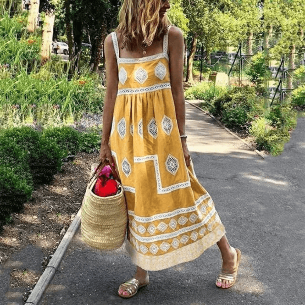 Rowan - Robe Vintage Estivale Sans Manches – Esteé Paris